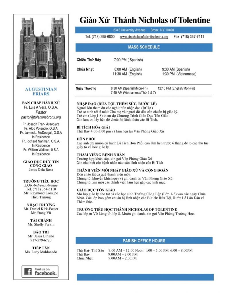 Bulletins – St. Nicholas of Tolentine Church